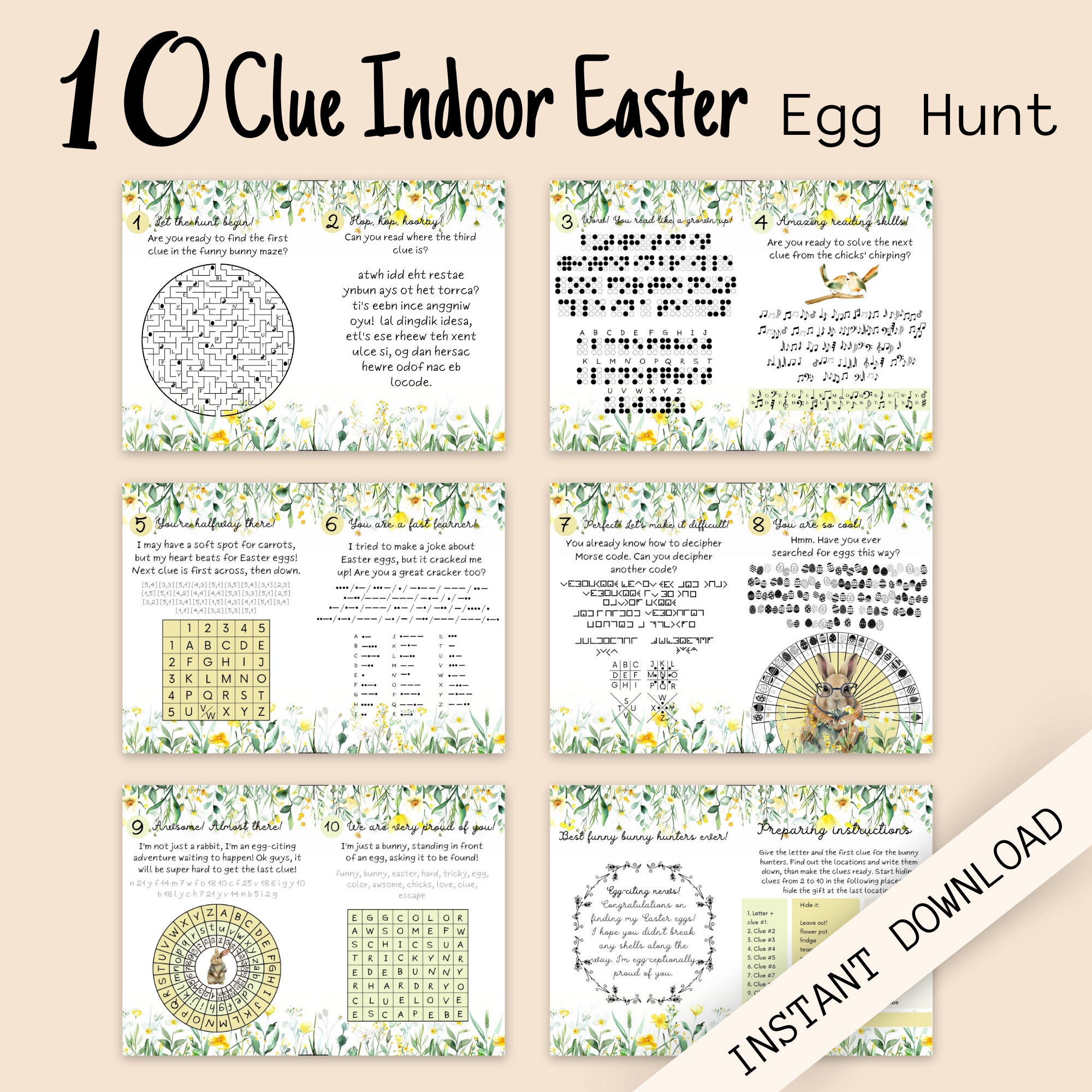 Printable Teen & Adult Indoor Easter Scavenger Hunt, Instant Download ...