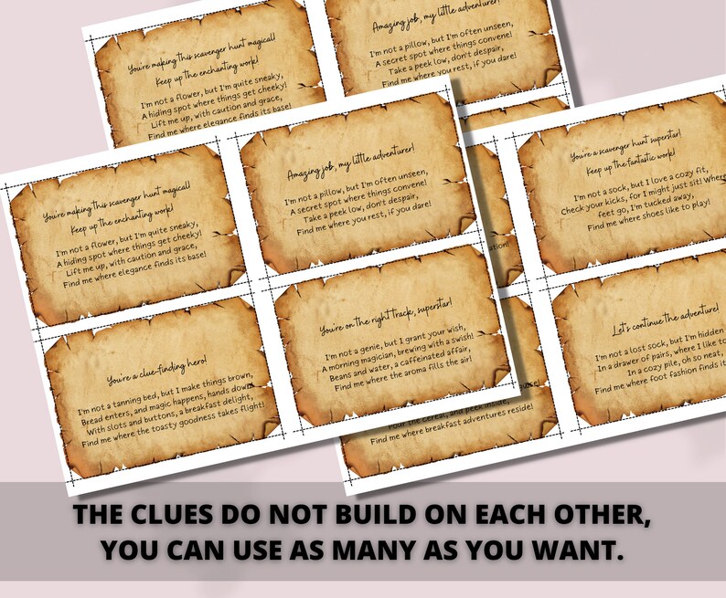 50 Clue Surprise Reveal Indoor Riddle Scavenger Hunt for Siblings ...