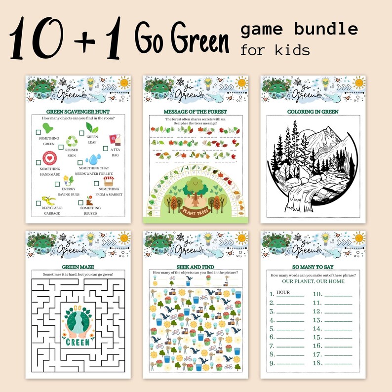 Go Green Party Game, 10+1 Printable Save the Earth Game, Save the ...