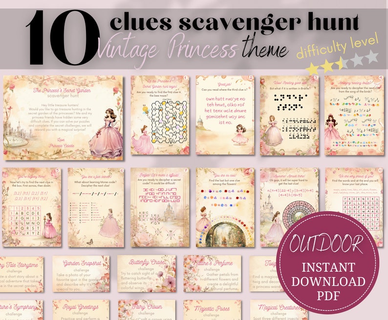 Outdoor Printable Princess Secret Garden Scavenger Hunt, Instant ...