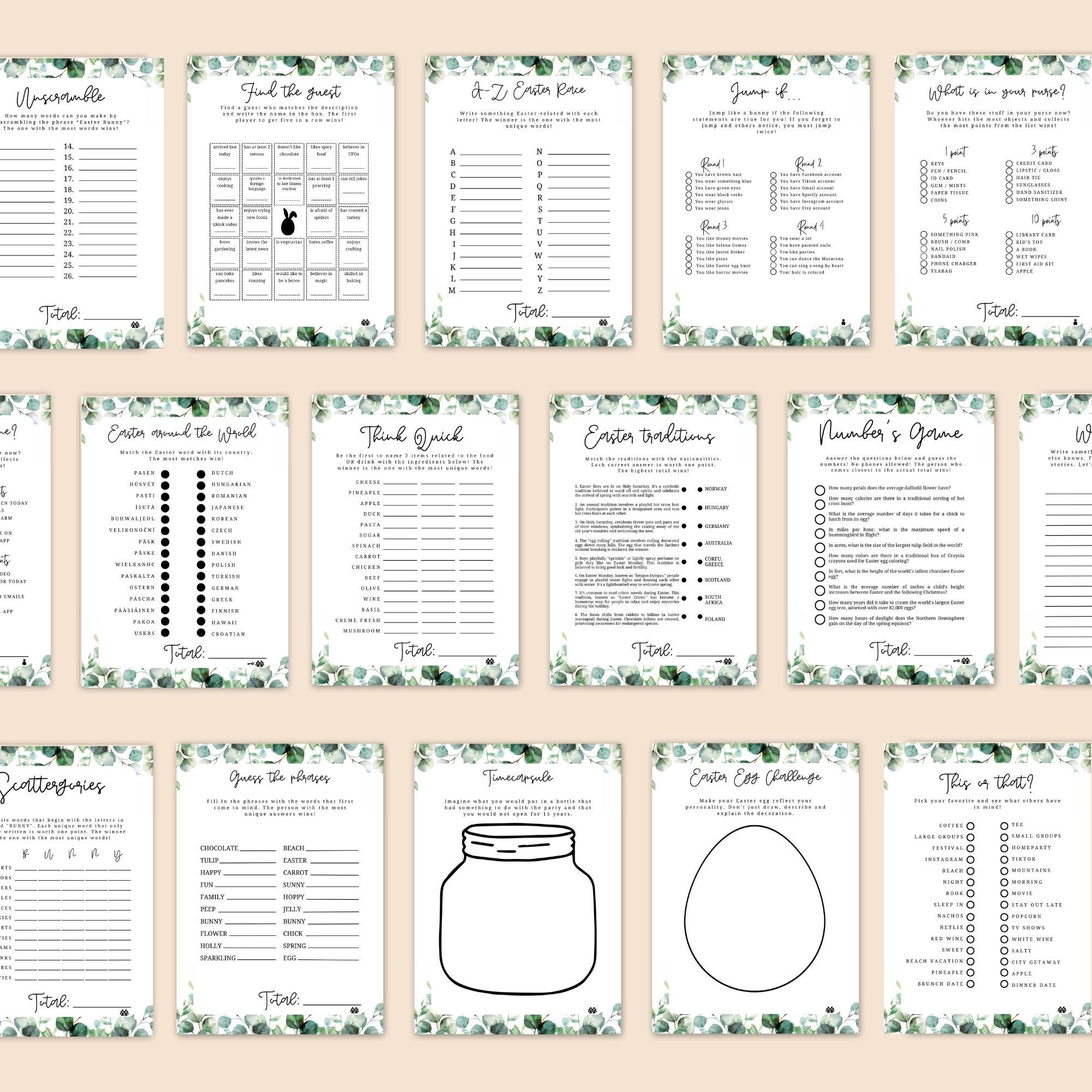 Printable 35 Easter Party Game Bundle, Family Easter Activites, Fun ...