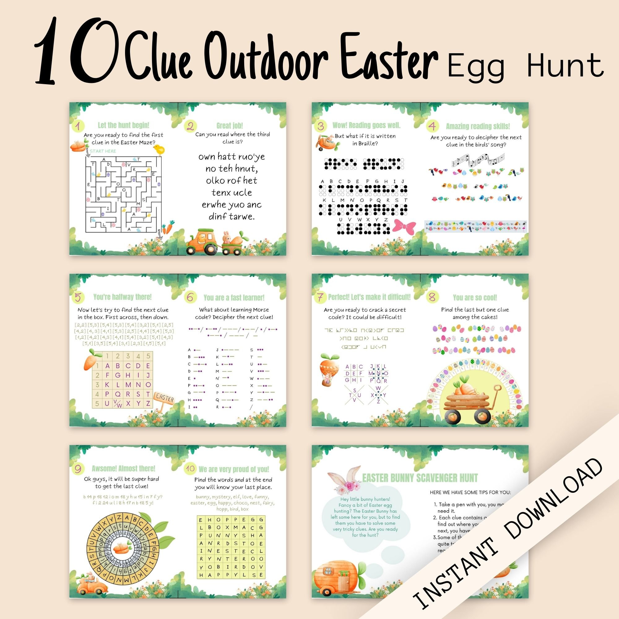 Printable Kids Outdoor Easter Scavenger Hunt, Instant Download Children ...