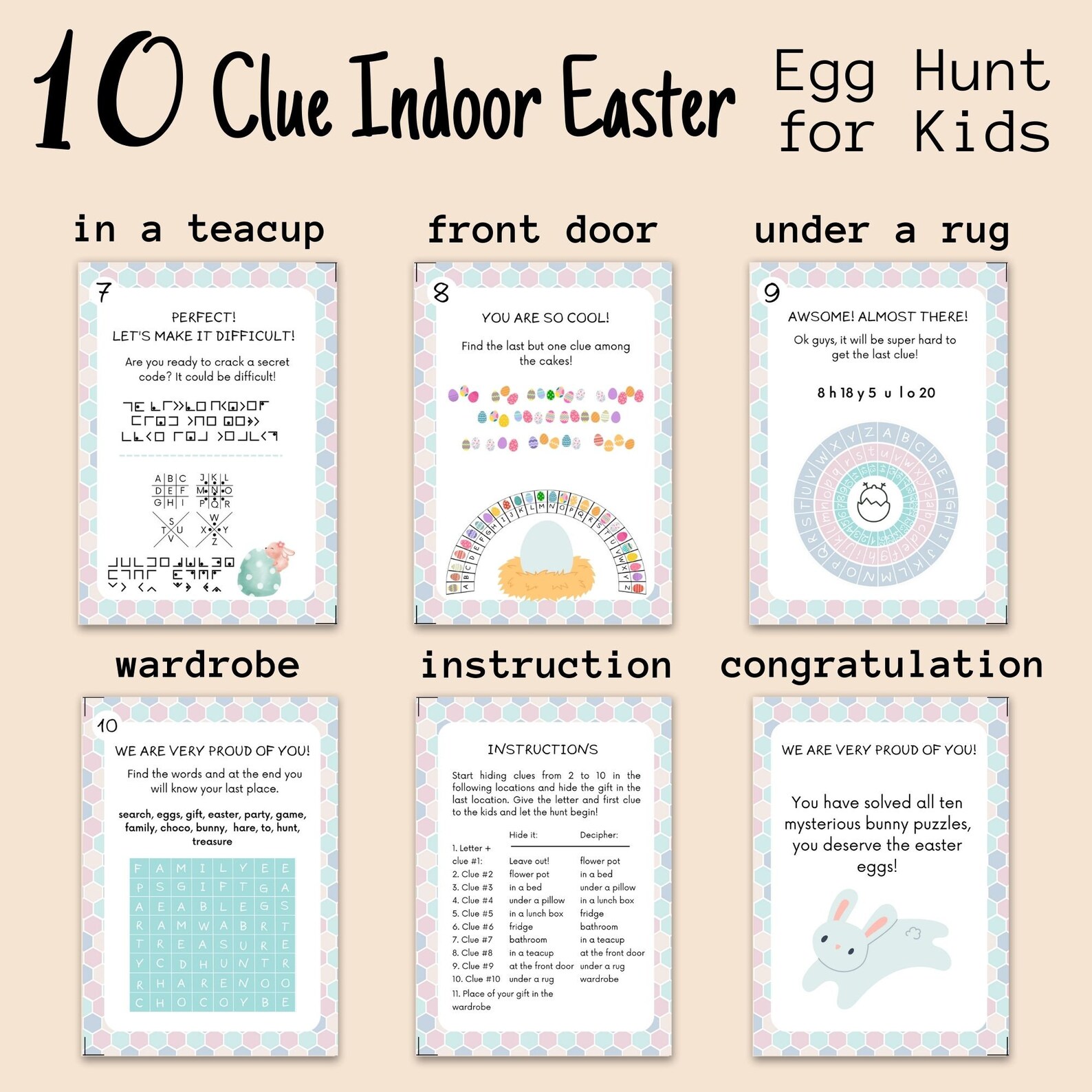 EDITABLE Printable Kids Indoor Easter Egg Hunt Game Bundle, Kids Canva ...