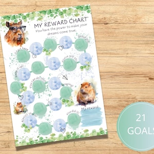 Printable Capibara Reward Chart, Kids Behavior Core Chart PDF Instant ...