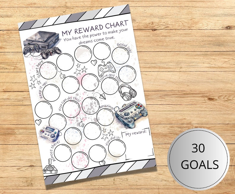 Printable Teen Video Game Reward Chart, Kids Behavior Core Chart PDF ...