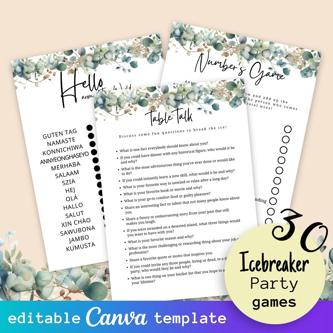 30pc Icebreaker Adult Party Games Bundle, Printable Ice Breaker ...