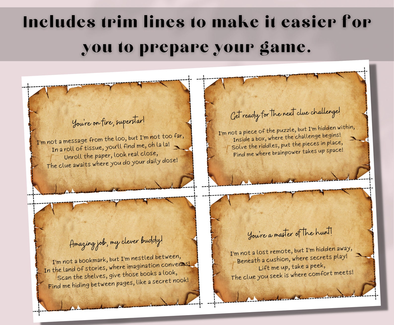 50 Clue Surprise Reveal Indoor Riddle Scavenger Hunt for Siblings ...