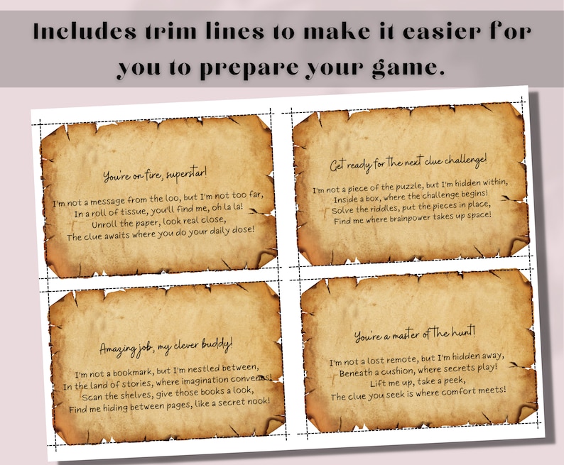 50 Clue Surprise Reveal Indoor Riddle Scavenger Hunt for Siblings ...