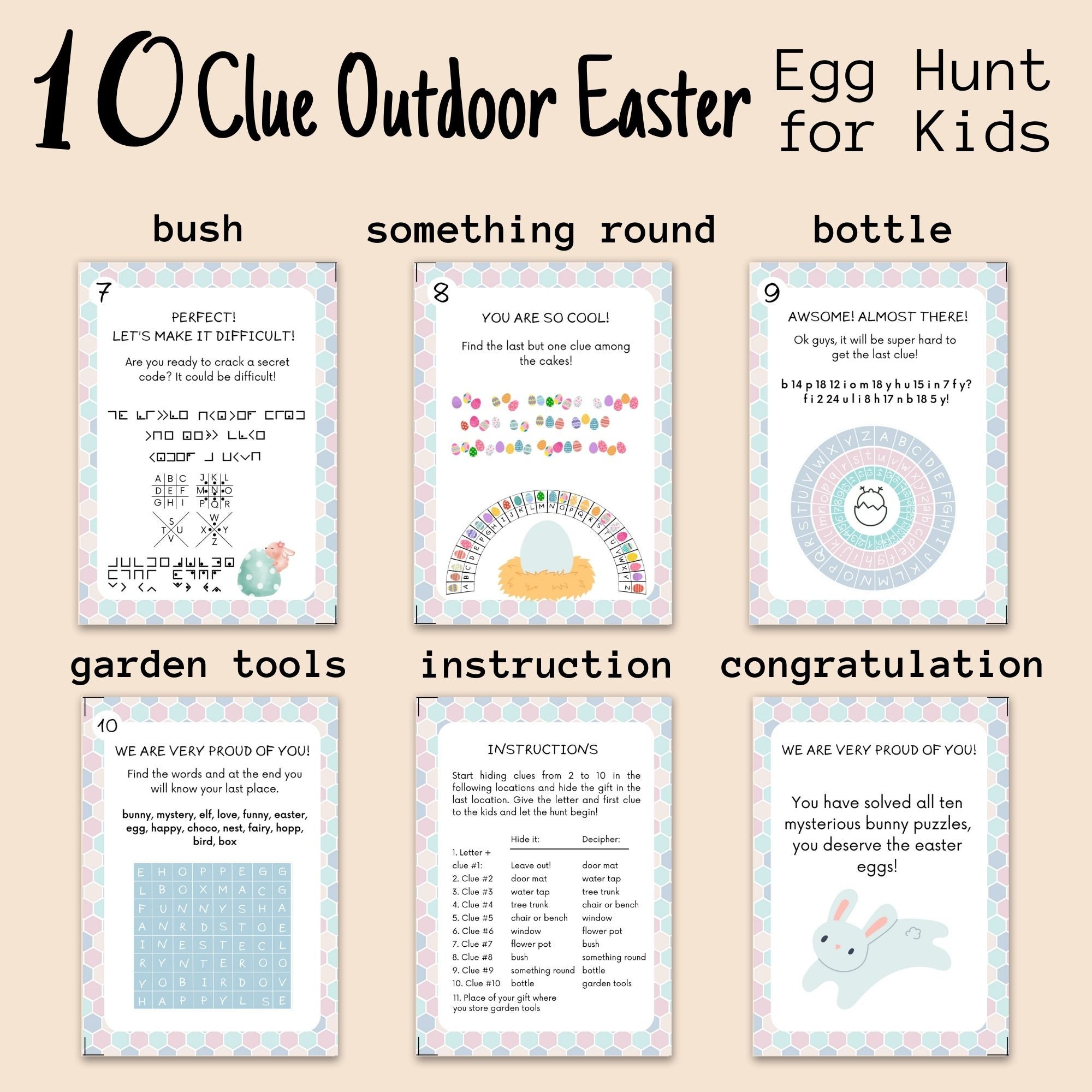 EDITABLE Printable Kids Outdoor Yard Easter Egg Hunt Game Bundle, Kids ...