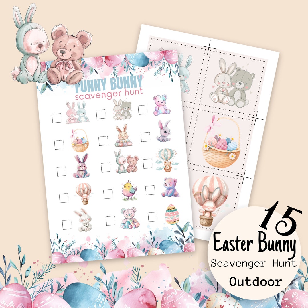 Printable Easter Scavenger Hunt, Instant Download Kids Bunny Hunt Game ...