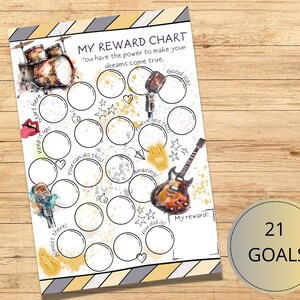 Printable Teen Rock Music Reward Chart, Kids Behavior Core Chart PDF ...