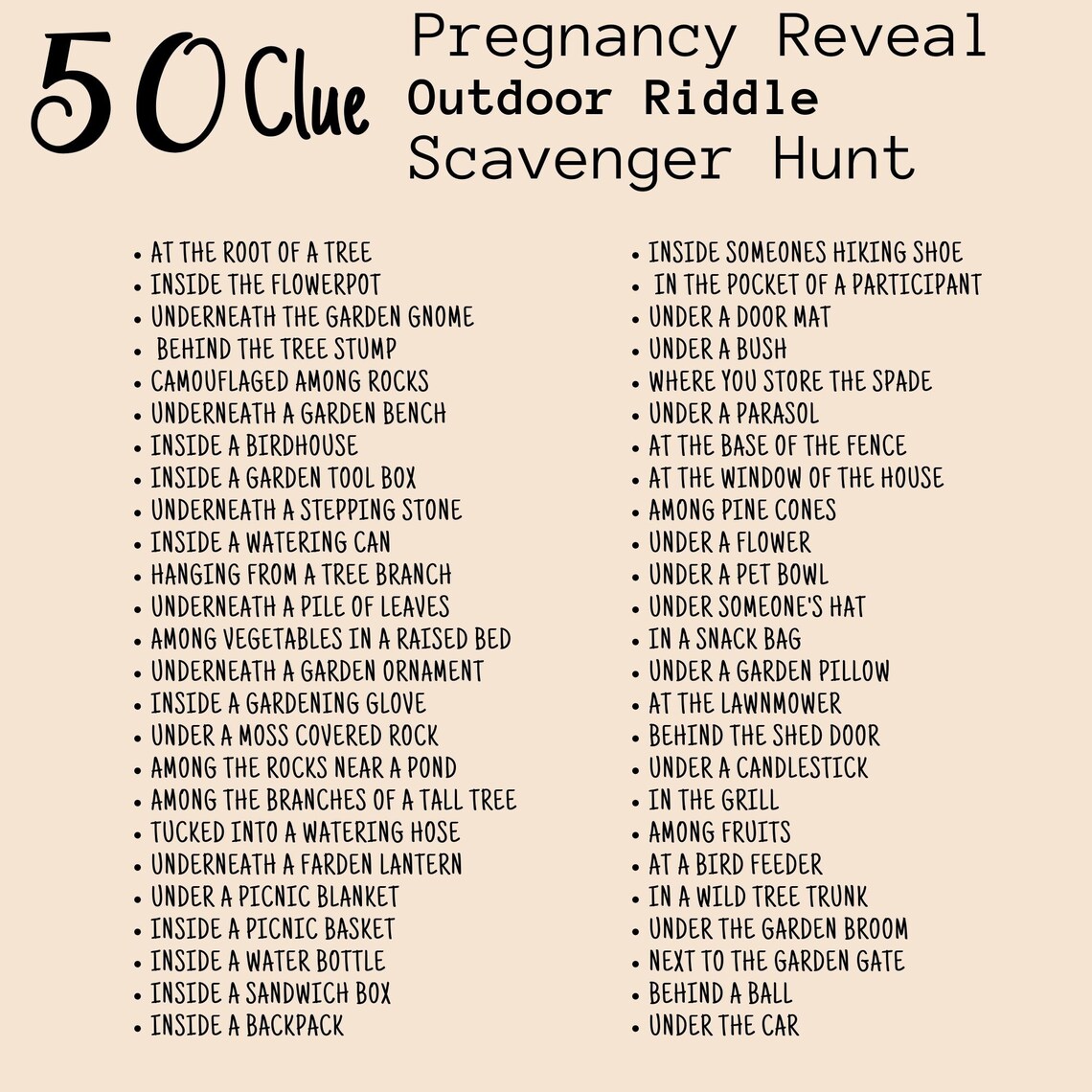 Pregnancy Reveal Outdoor Scavenger Hunt for Siblings, Treasure Hunt ...