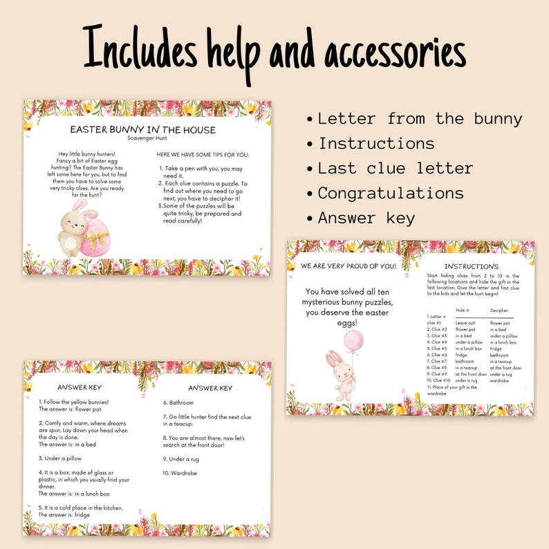 Printable Kids Indoor Easter Scavenger Hunt, Instant Download Children ...