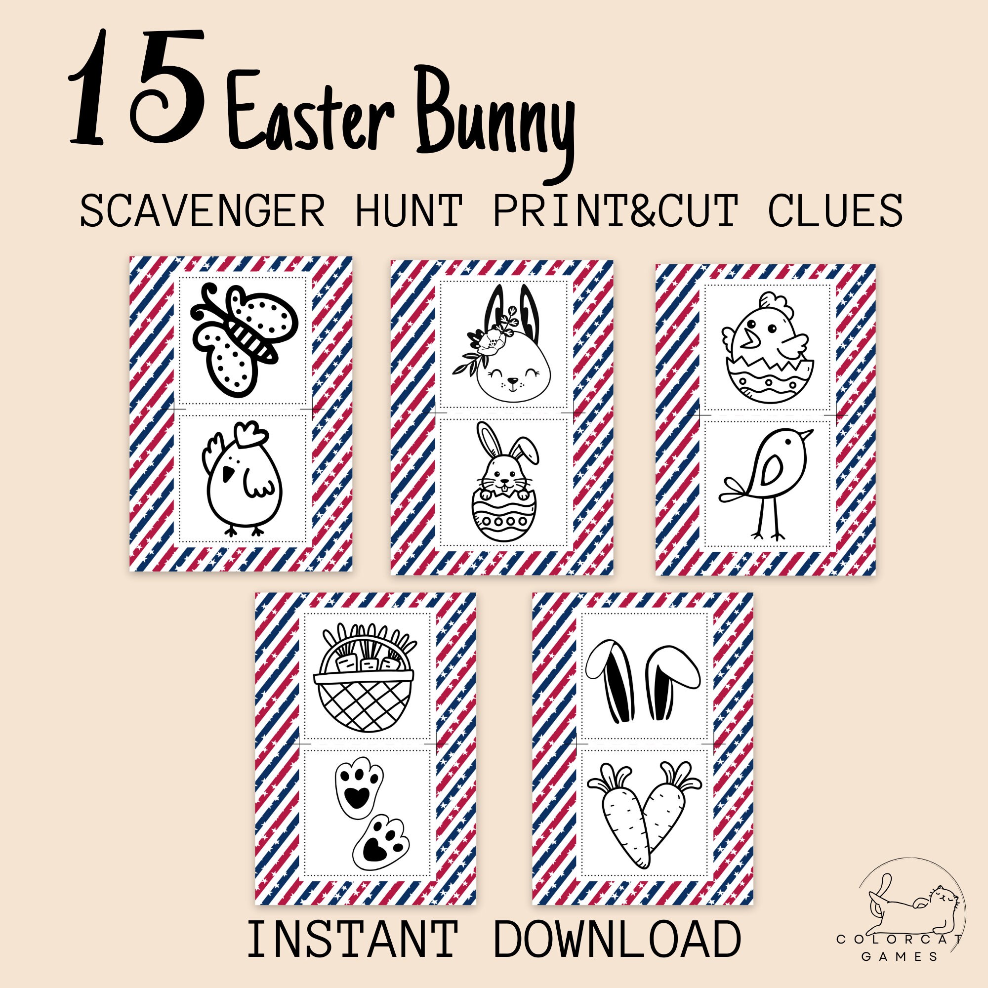 Printable Easter Scavenger Hunt, Instant Download Kids Bunny Hunt Game ...