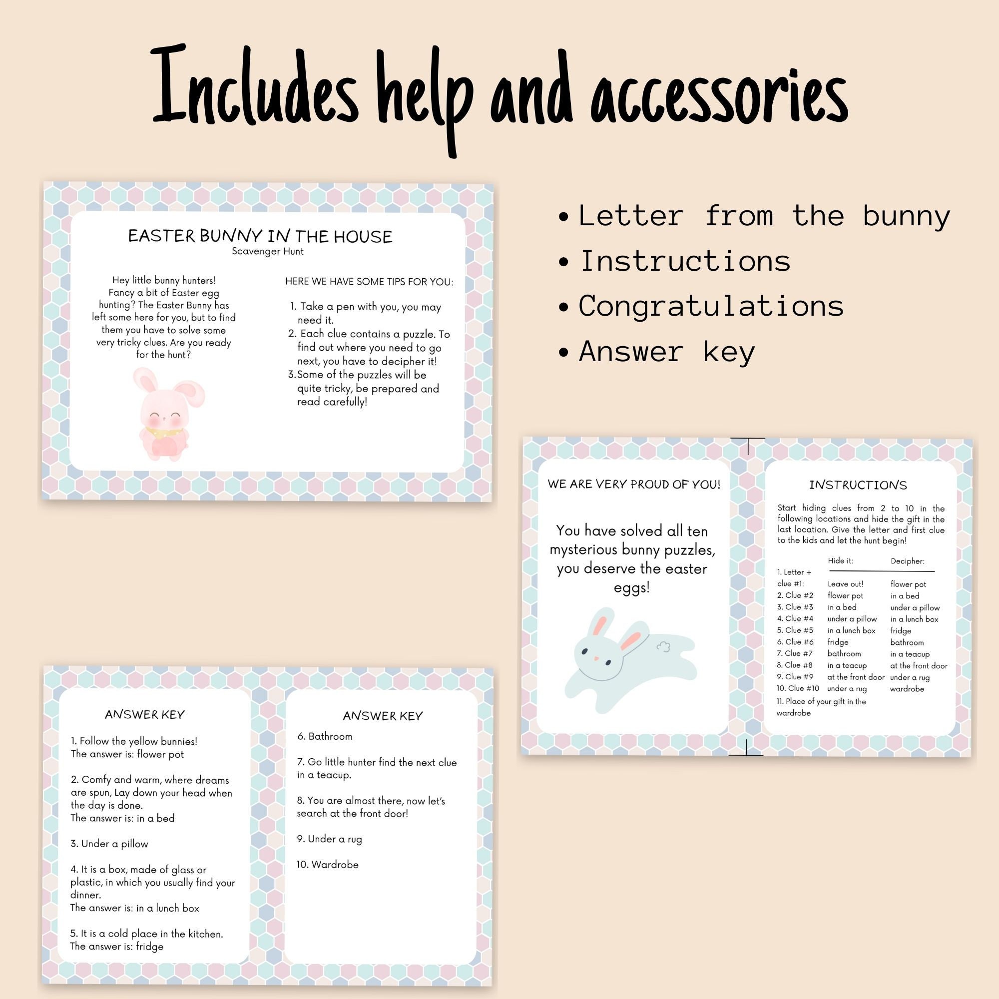 EDITABLE Printable Kids Indoor Easter Egg Hunt Game Bundle, Kids Canva ...