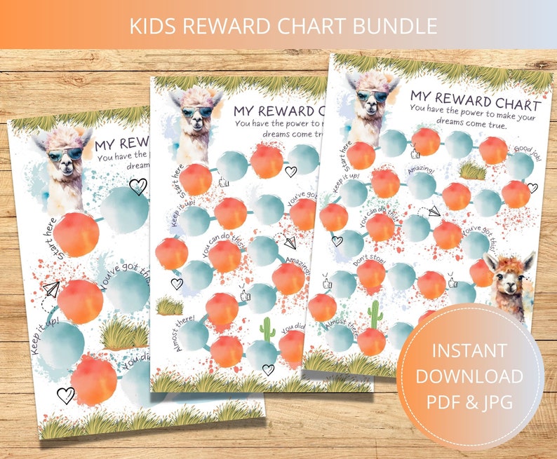 Printable Alpaca Reward Chart, Kids Lama Behavior Core Chart PDF ...