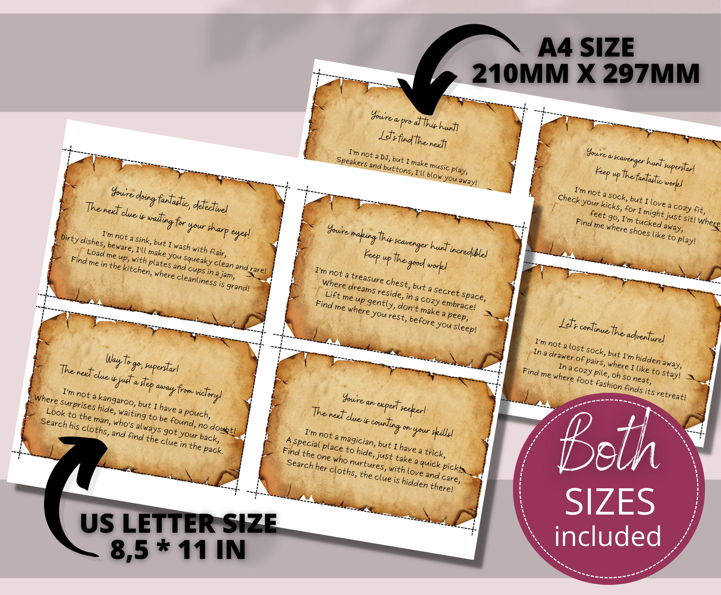 50 Clue Surprise Reveal Indoor Riddle Scavenger Hunt for Siblings ...