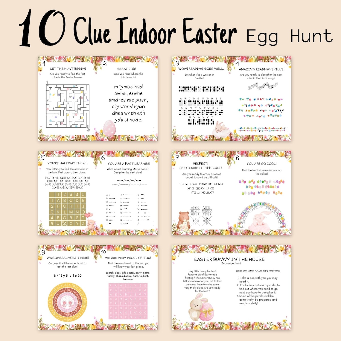 Printable Kids Indoor Easter Scavenger Hunt, Instant Download Children ...
