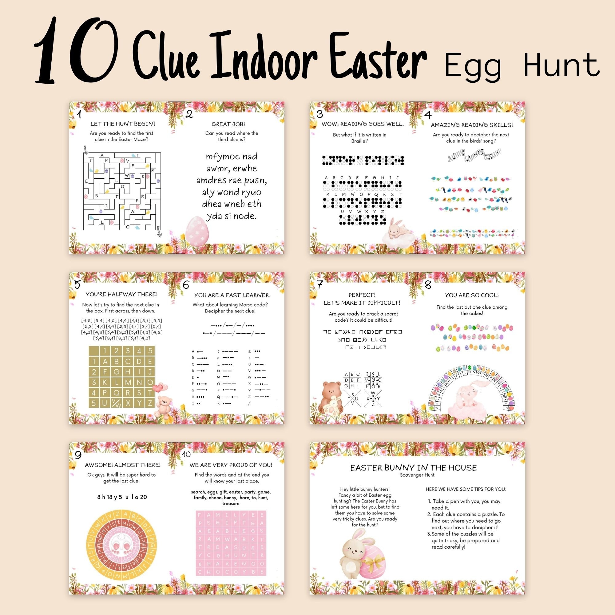 Printable Kids Indoor Easter Scavenger Hunt, Instant Download Children ...