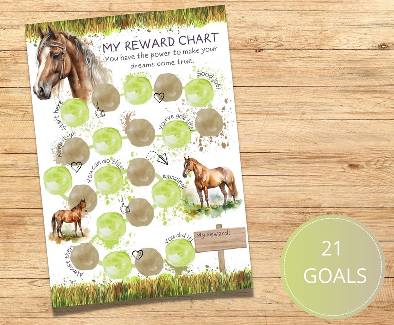 Printable Horse Riding Reward Chart, Kids Behavior Core Chart PDF ...