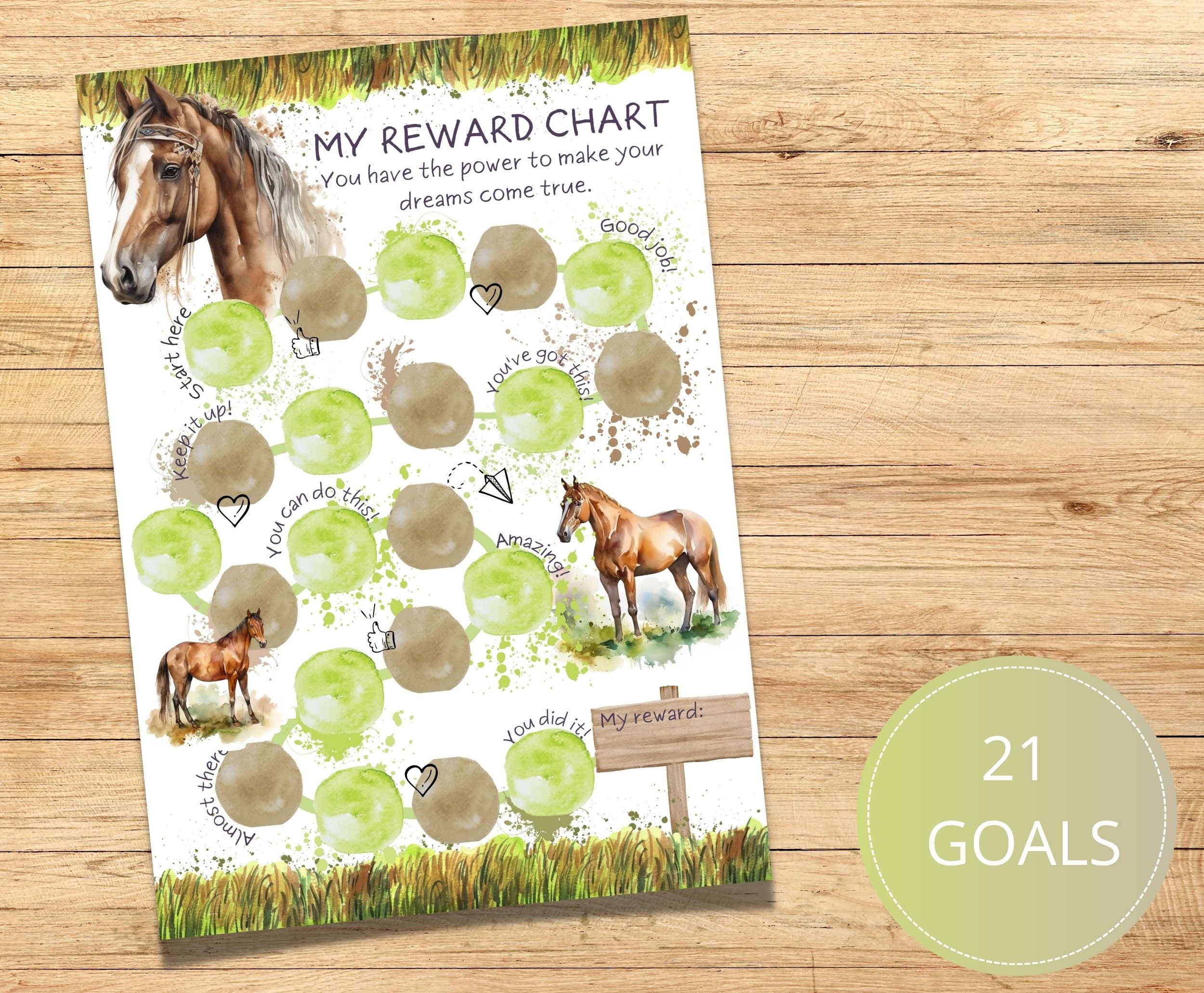 Printable Horse Riding Reward Chart, Kids Behavior Core Chart PDF ...