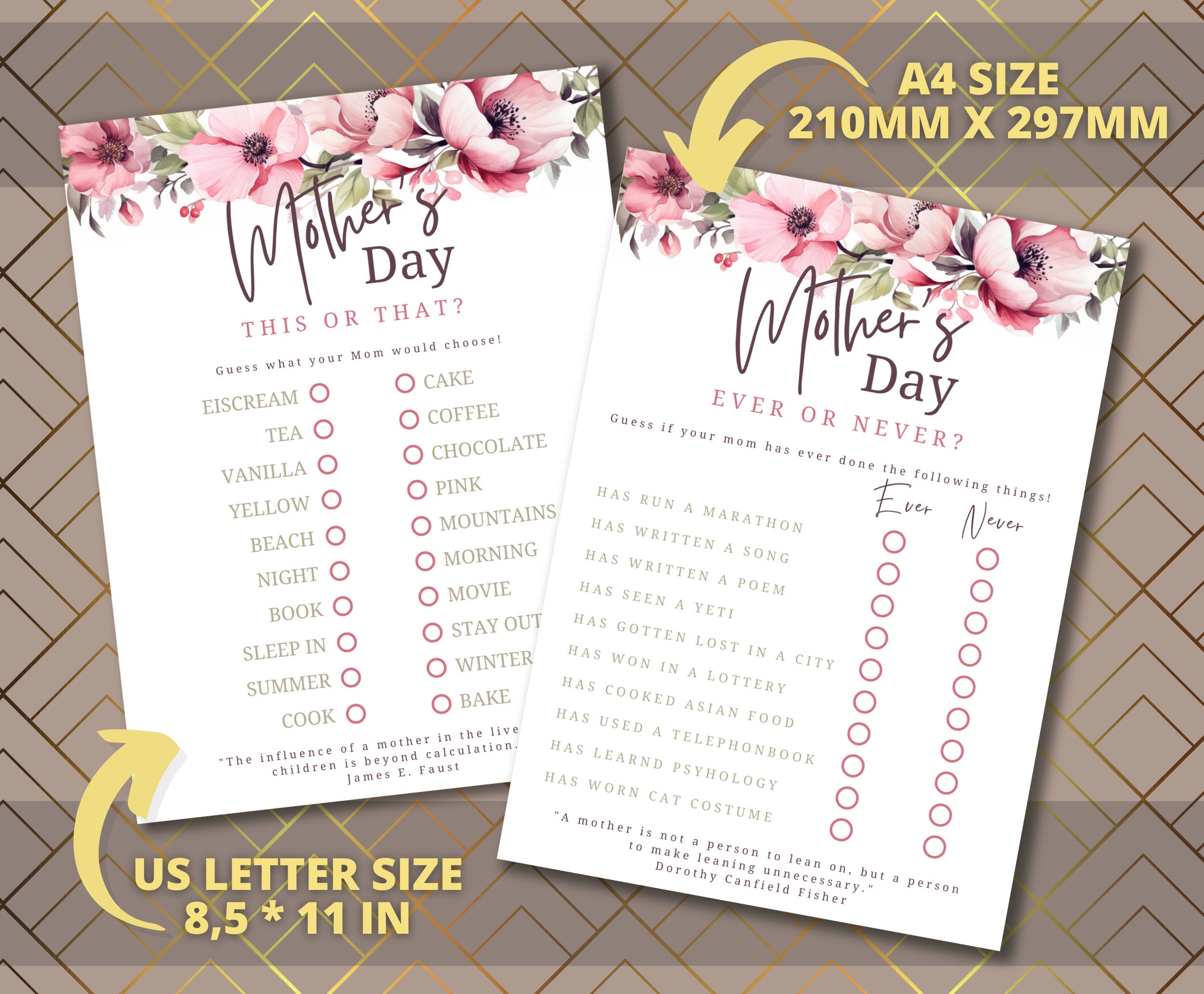 20pc Ultimate Floral Mother's Day Games Bundle Mothers - Etsy