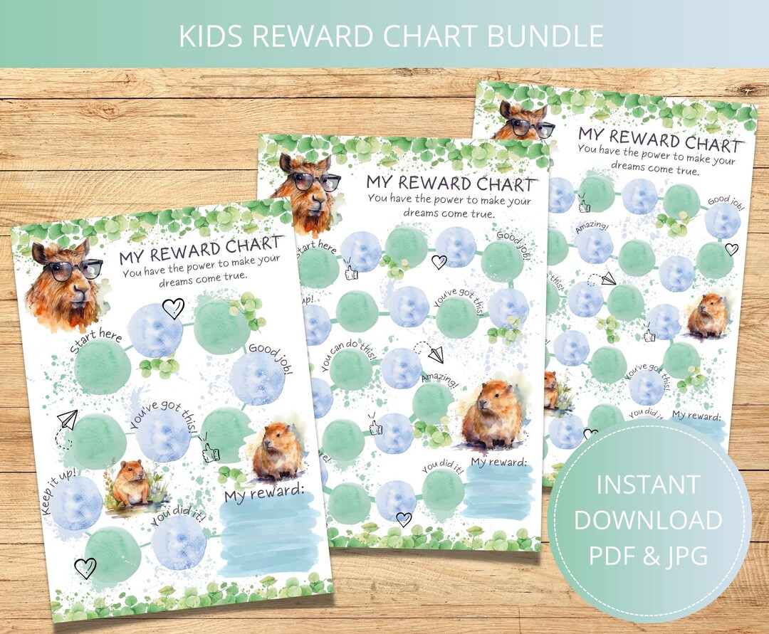 Printable Capibara Reward Chart, Kids Behavior Core Chart PDF Instant ...