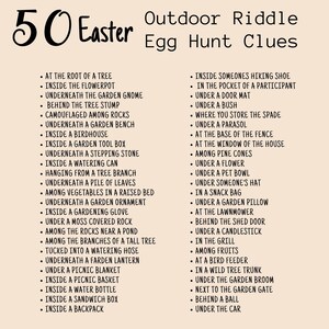 Printable Kids Outdoor 50 Clue Easter Riddle Scavenger Hunt, Instant ...