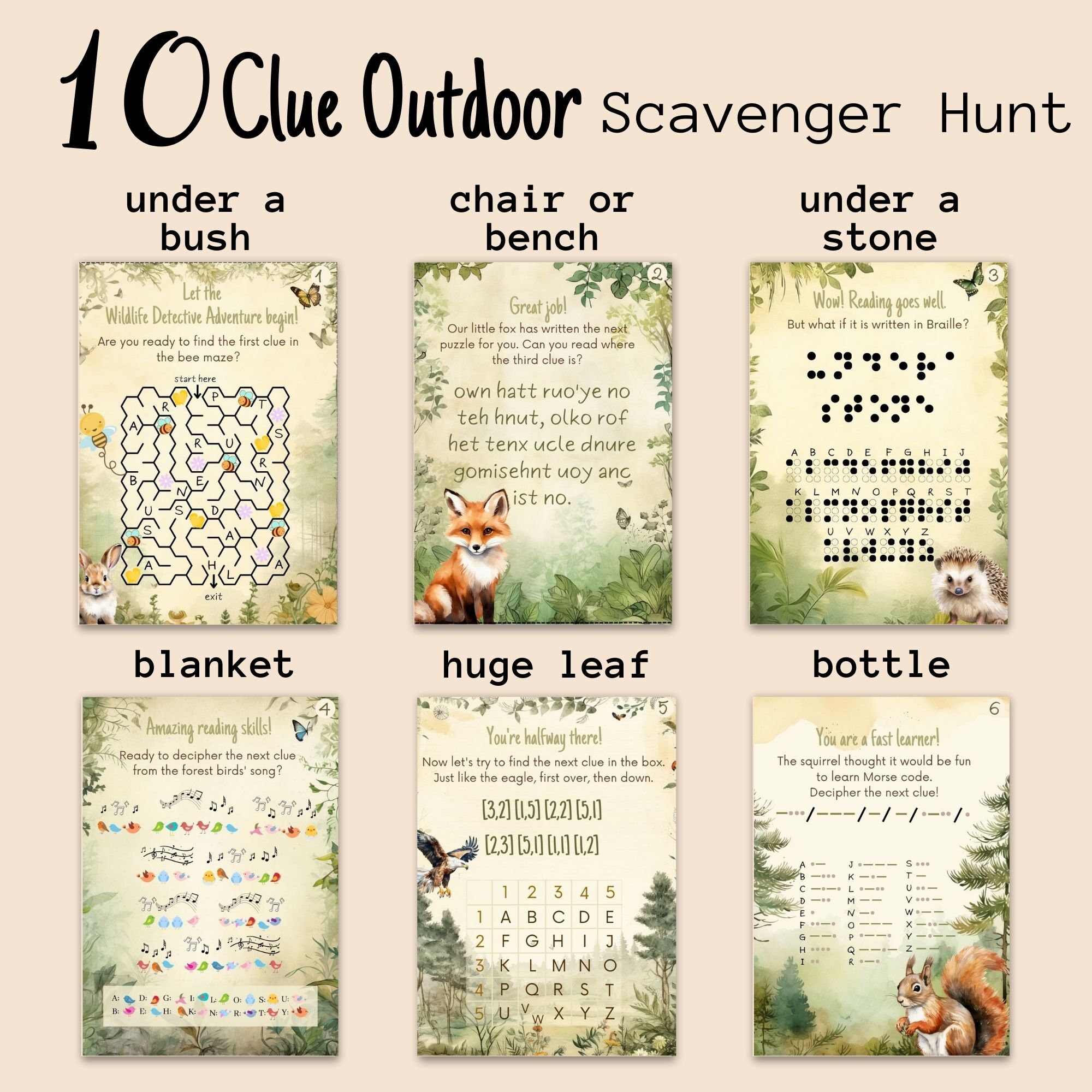 Outdoor Printable Wildlife Detective Scavenger Hunt, Instant Download ...
