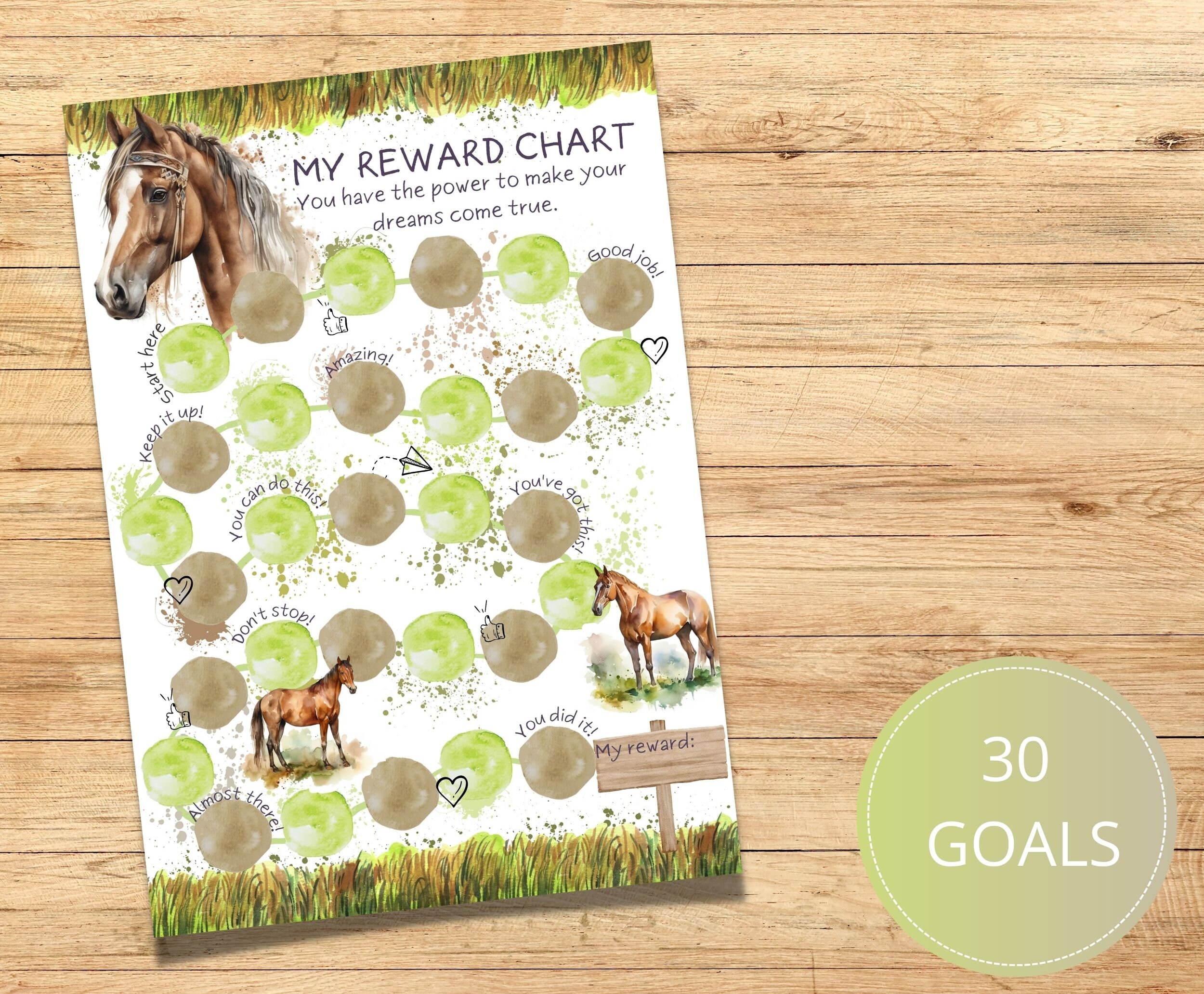 Printable Horse Riding Reward Chart, Kids Behavior Core Chart PDF ...