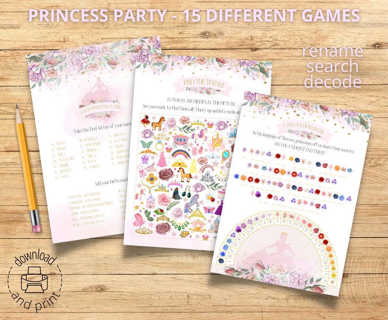 Princesses Party Game 15 Printable Games for Girls Little - Etsy