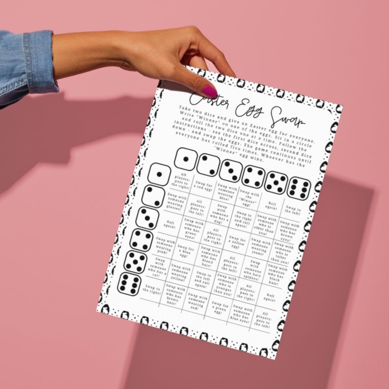 Printable Easter Egg Swap Party Game, Family Dice Exchange Game, Adult ...