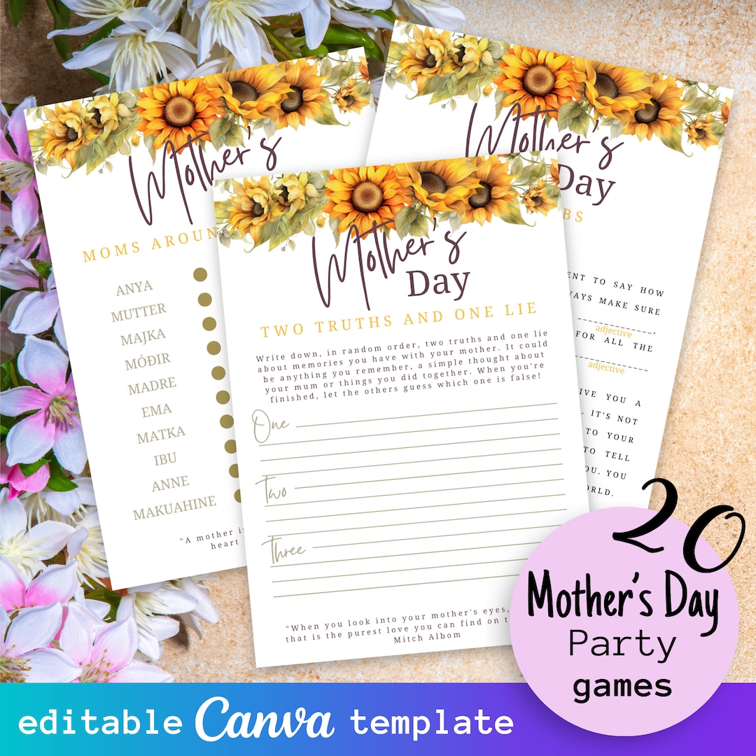 20pc Ultimate Floral Mother's Day Games Bundle, Mothers Day Boho ...