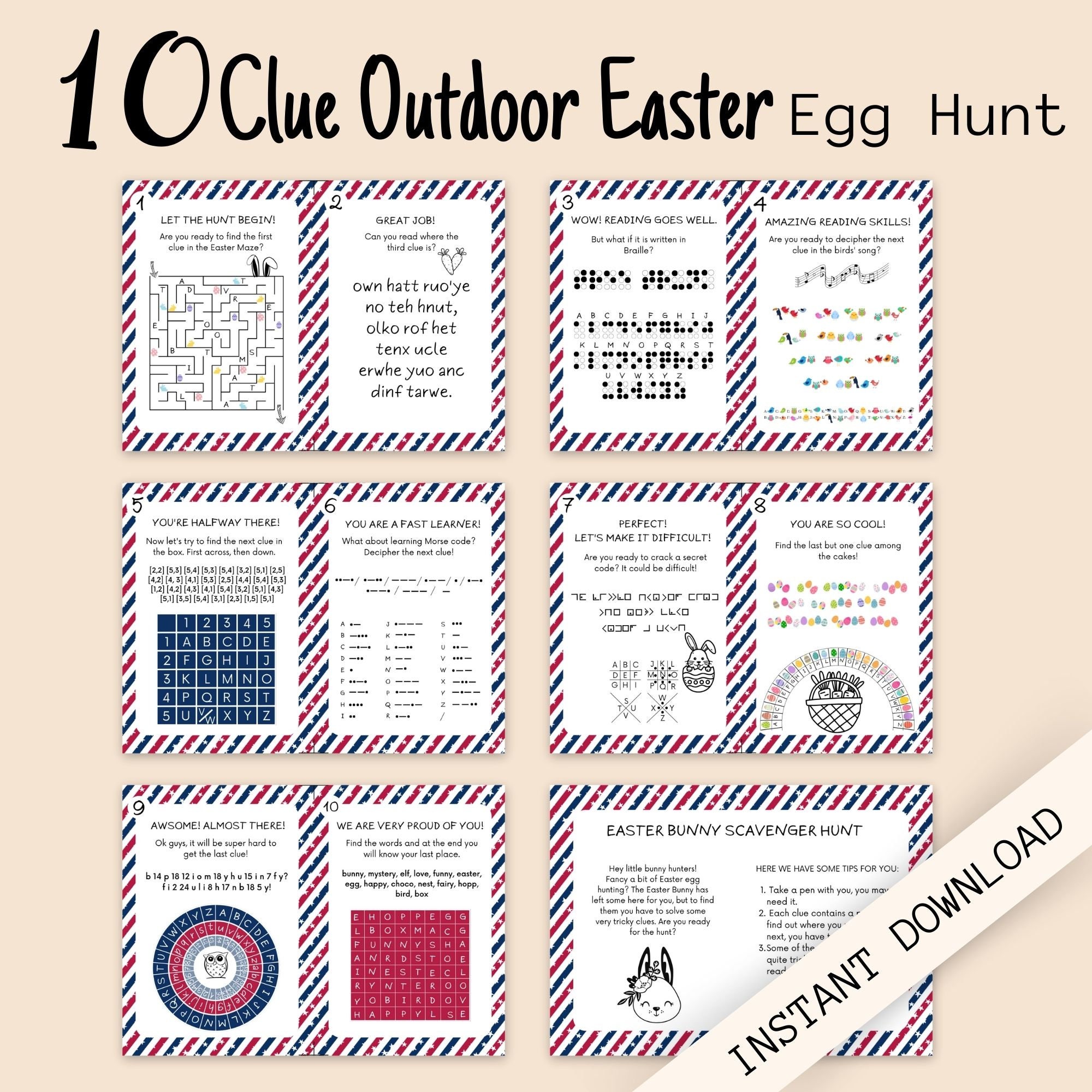 Printable Kids Outdoor Easter Scavenger Hunt, Instant Download Children ...