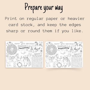 EDITABLE Kids Party Horse Themed Activity Sheet, Personalized Birthday ...
