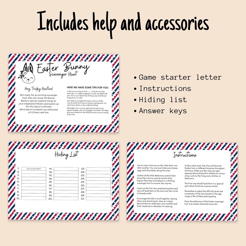 Printable Kids Outdoor 50 Clue Easter Riddle Scavenger Hunt, Instant ...
