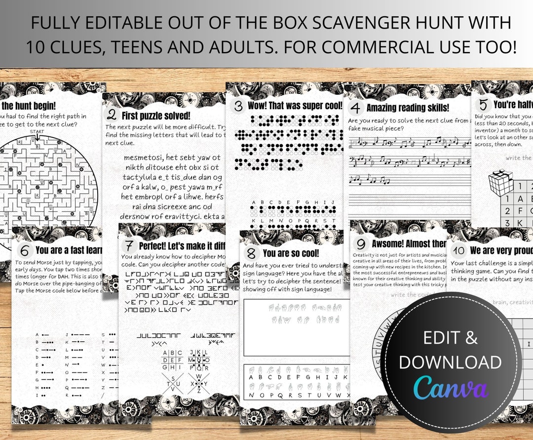 Fully Editable Printable Adult Scavenger Hunt Template, Personalizable ...