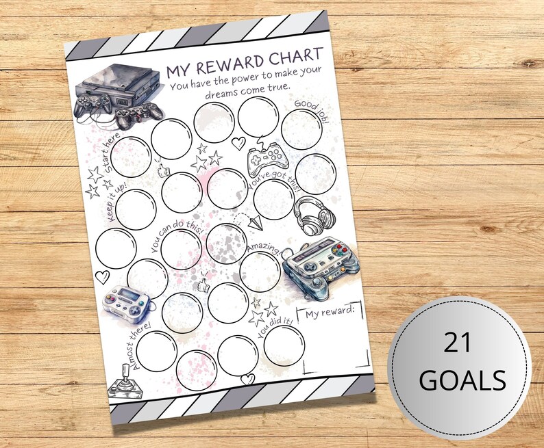 Printable Teen Video Game Reward Chart, Kids Behavior Core Chart PDF ...