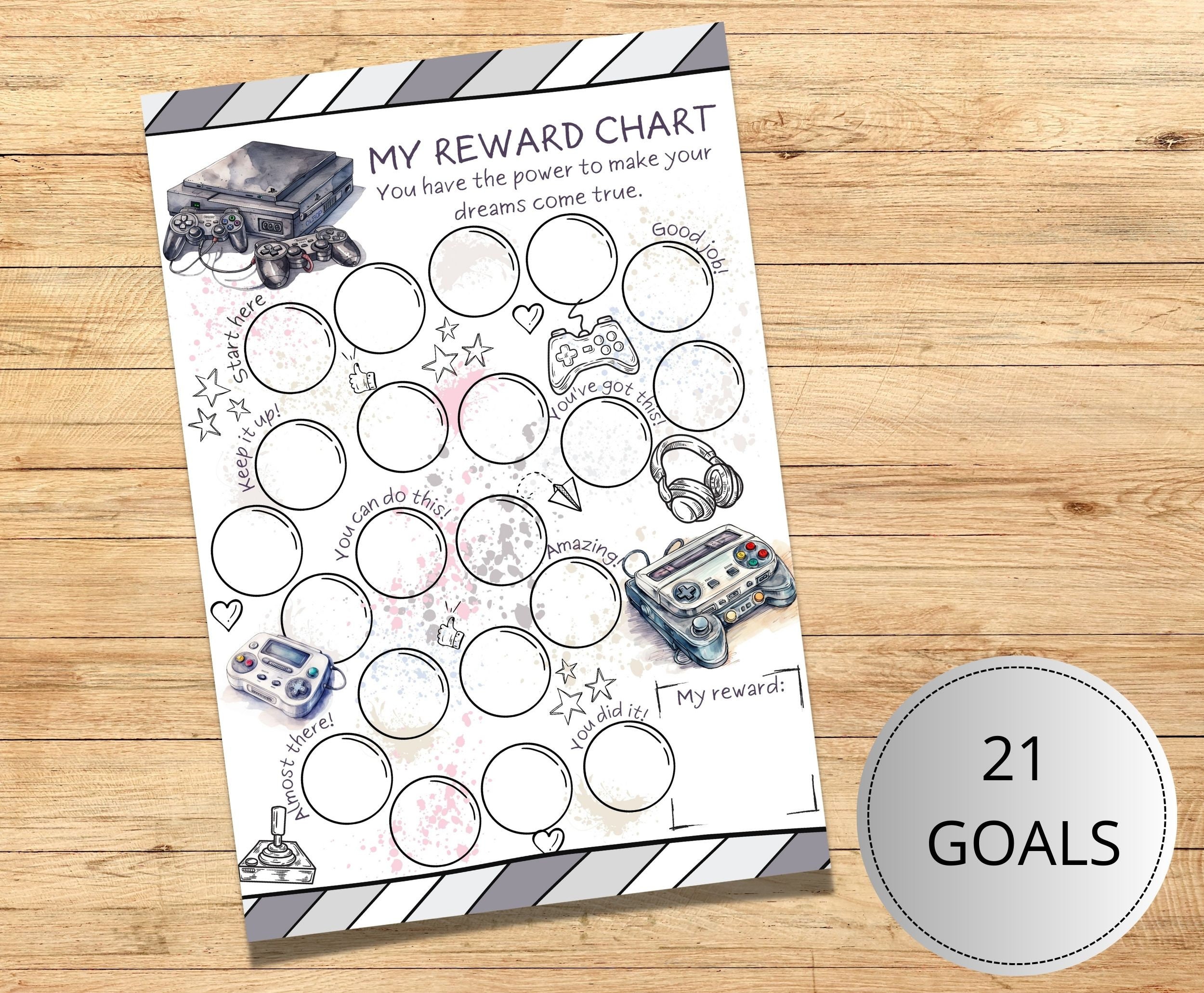 Printable Teen Video Game Reward Chart, Kids Behavior Core Chart PDF ...