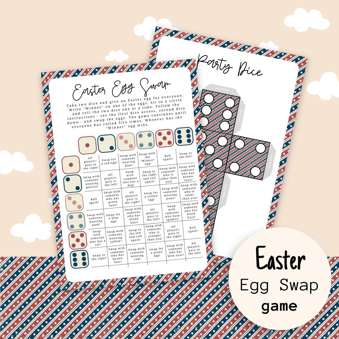 Printable Easter Egg Swap Party Game, Family Dice Exchange Game, Adult ...