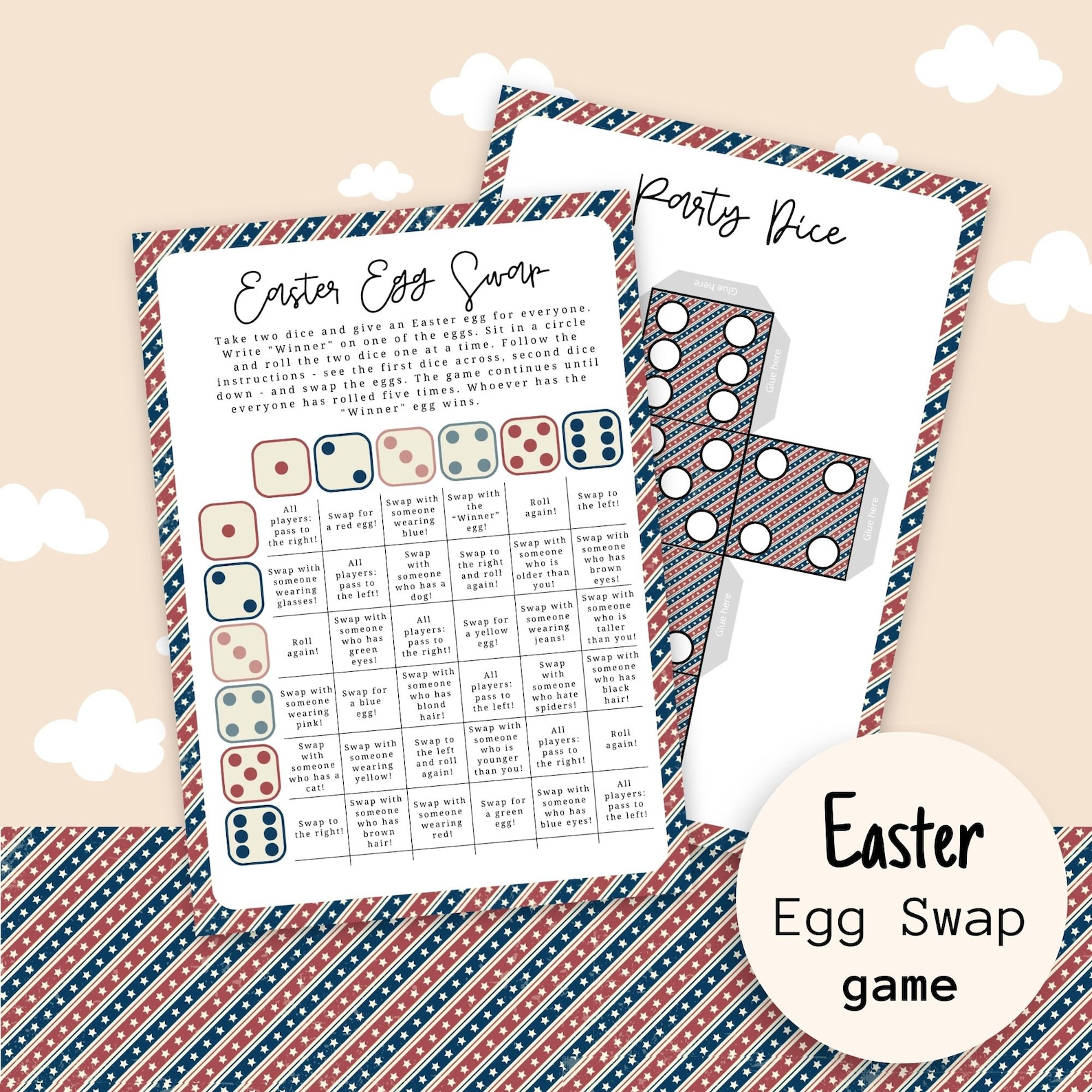 Printable Easter Egg Swap Party Game, Family Dice Exchange Game, Adult ...