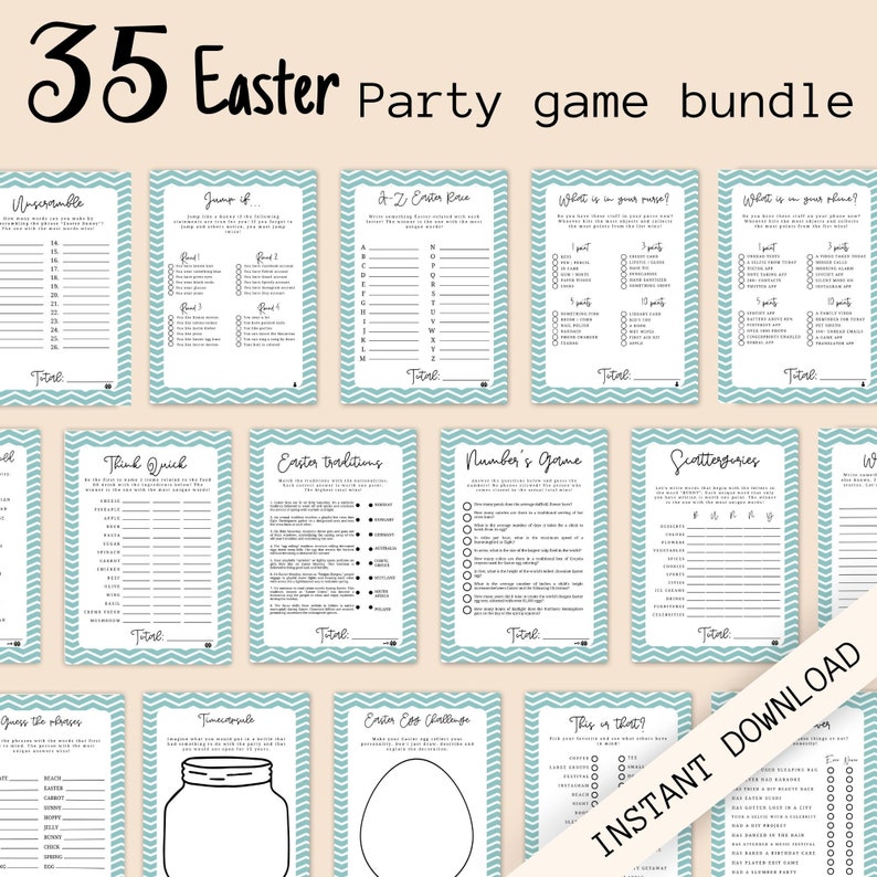 Printable 35 Easter Party Game Bundle, Family Easter Activites, Fun ...