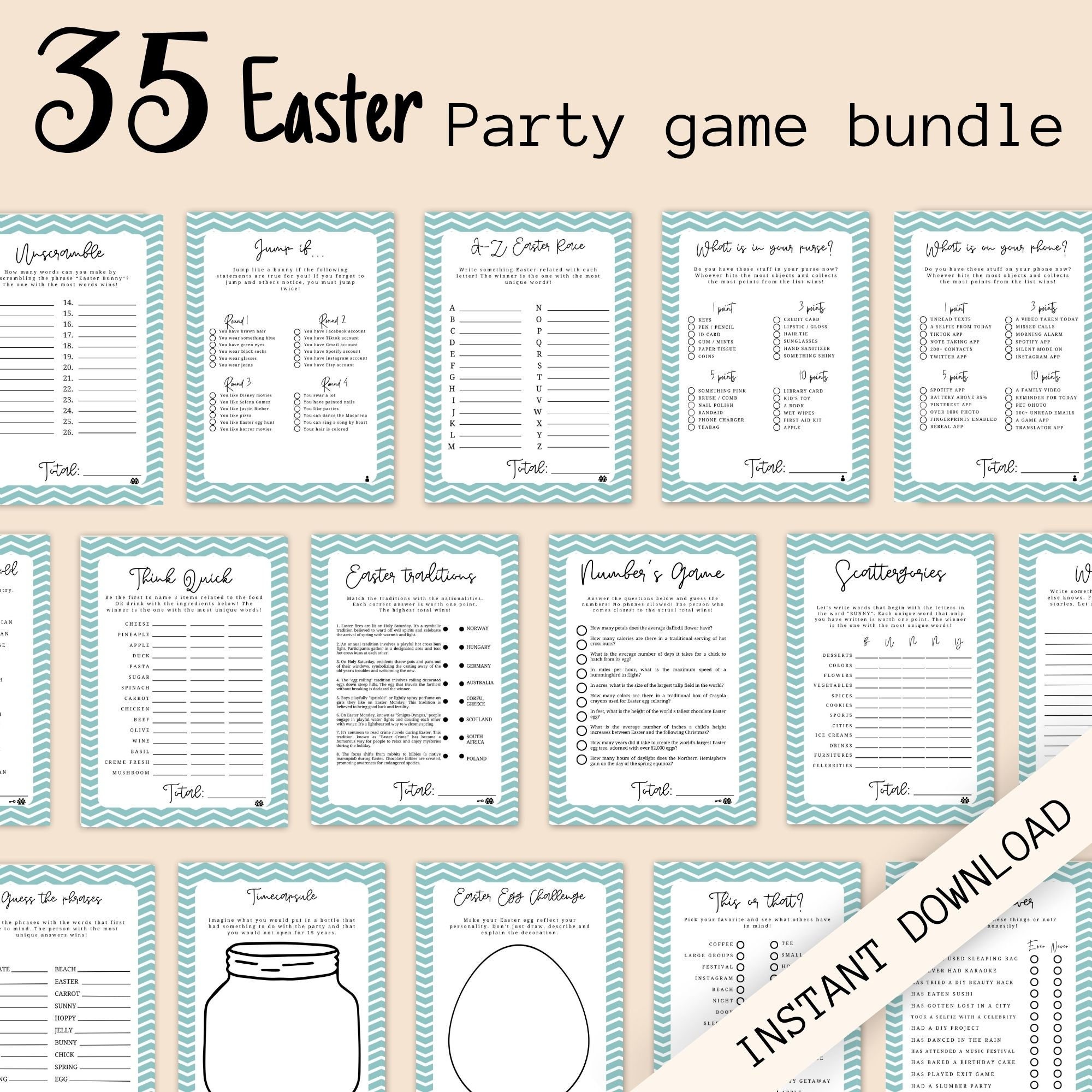 Printable 35 Easter Party Game Bundle, Family Easter Activites, Fun ...
