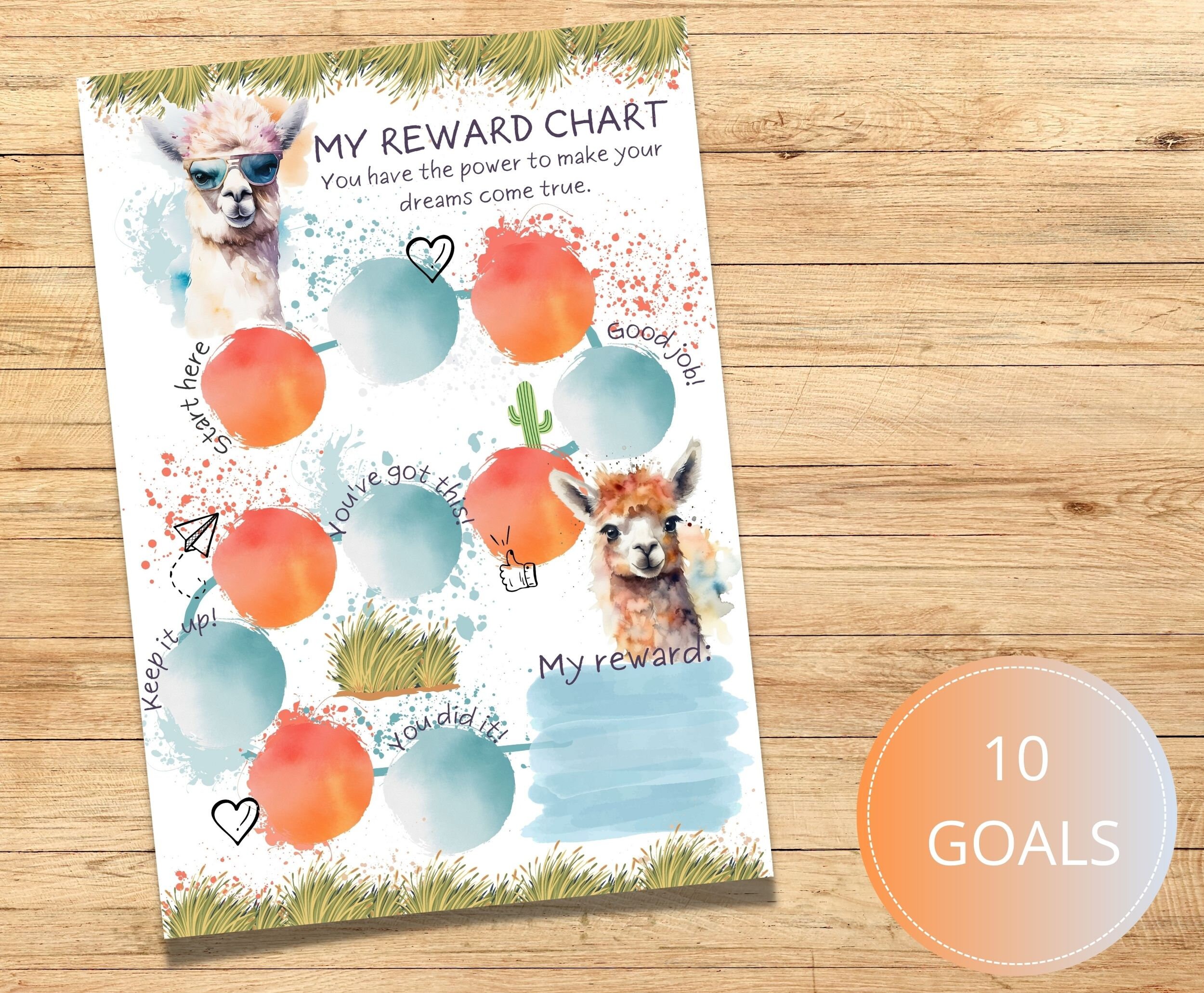 Printable Alpaca Reward Chart, Kids Lama Behavior Core Chart PDF ...