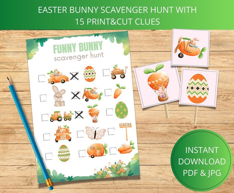 Printable Easter Scavenger Hunt Instant Download Kids Bunny - Etsy