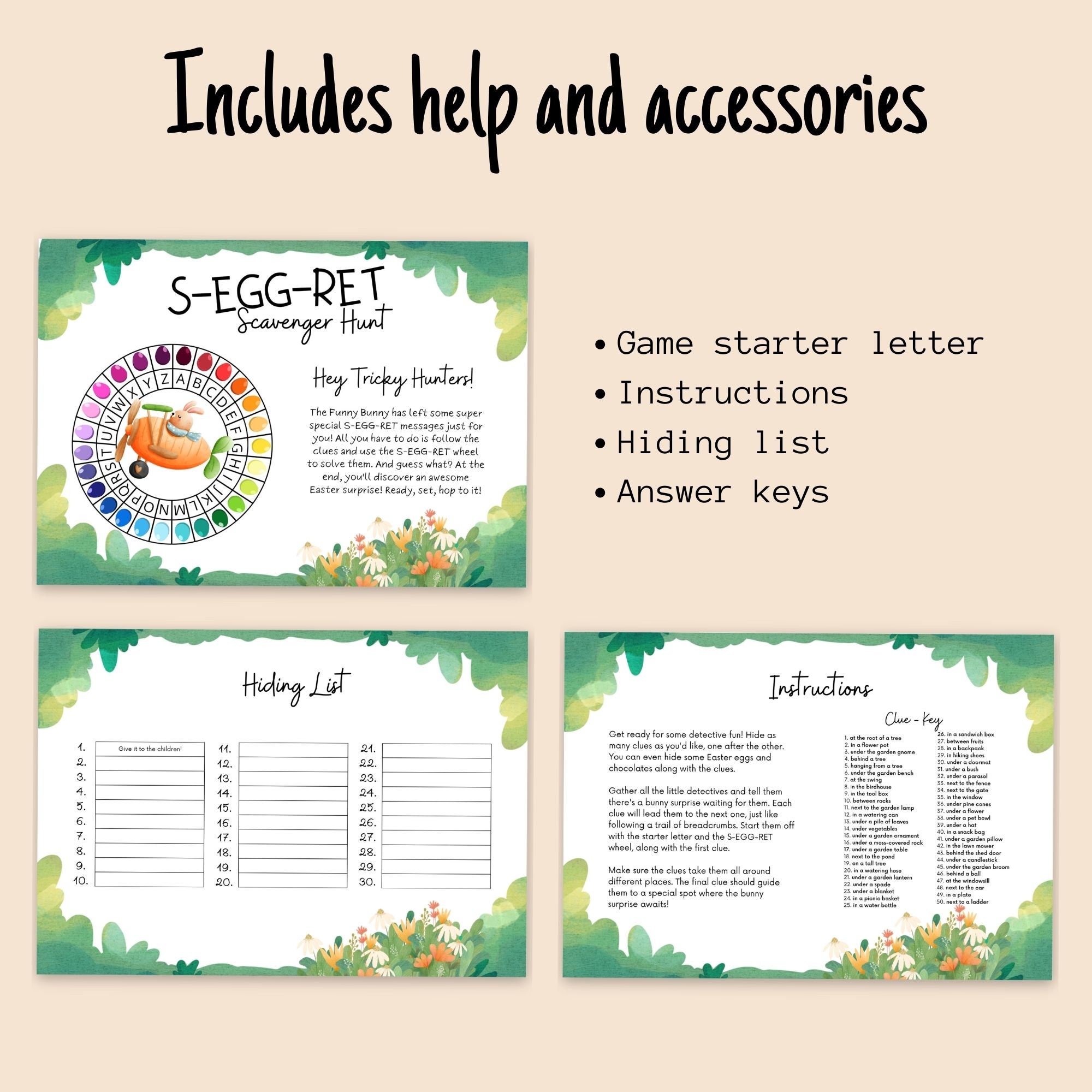 S-EGG-RET Printable Kids Outdoor 50 Clue Easter Egg Scavenger Hunt ...