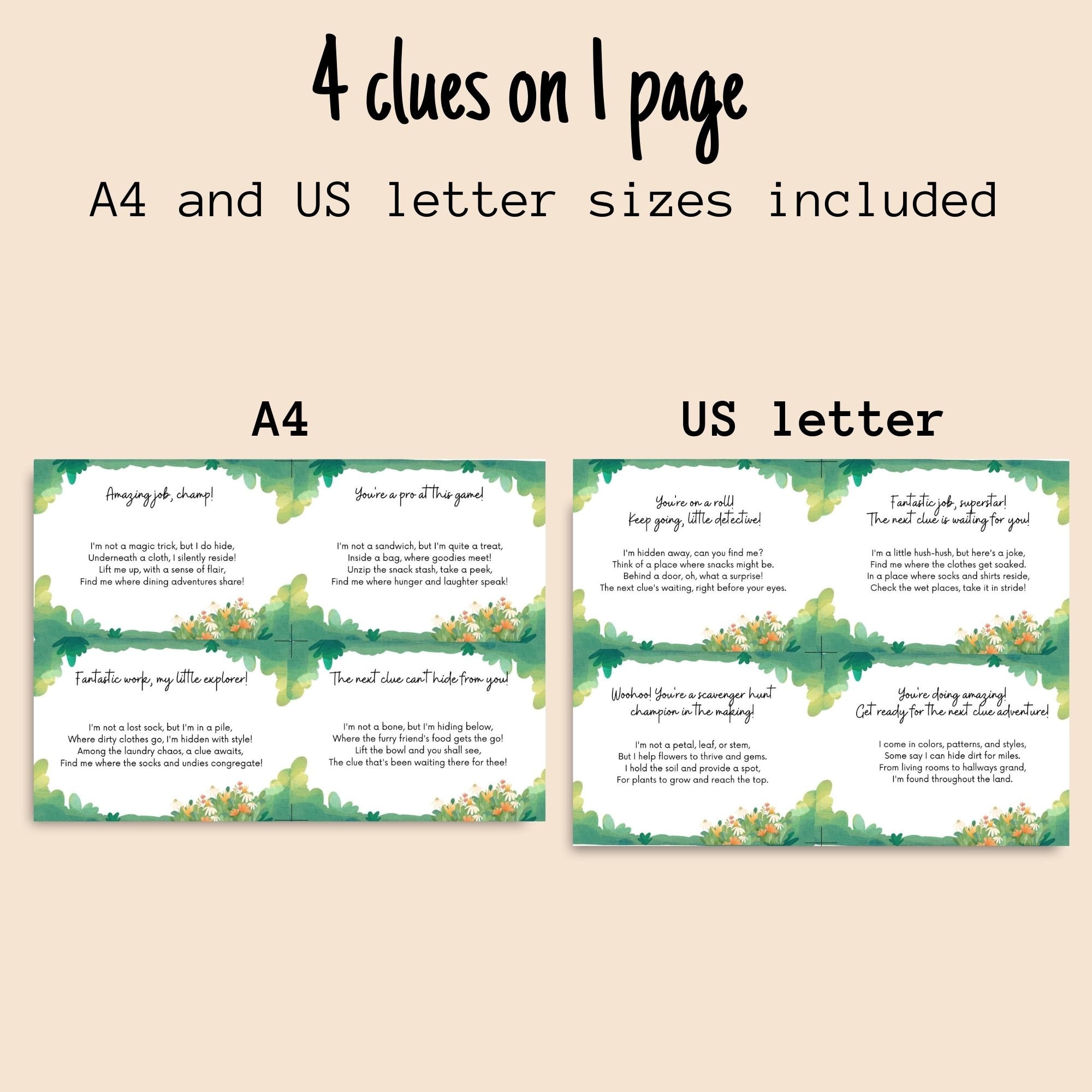 Printable Kids Outdoor 50 Clue Easter Riddle Scavenger Hunt, Instant ...