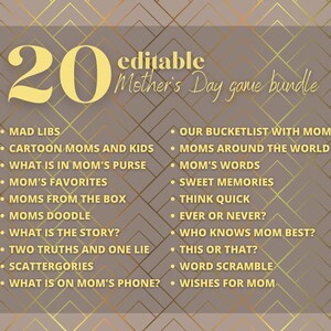 20pc Ultimate Floral Mother's Day Games Bundle Mothers - Etsy