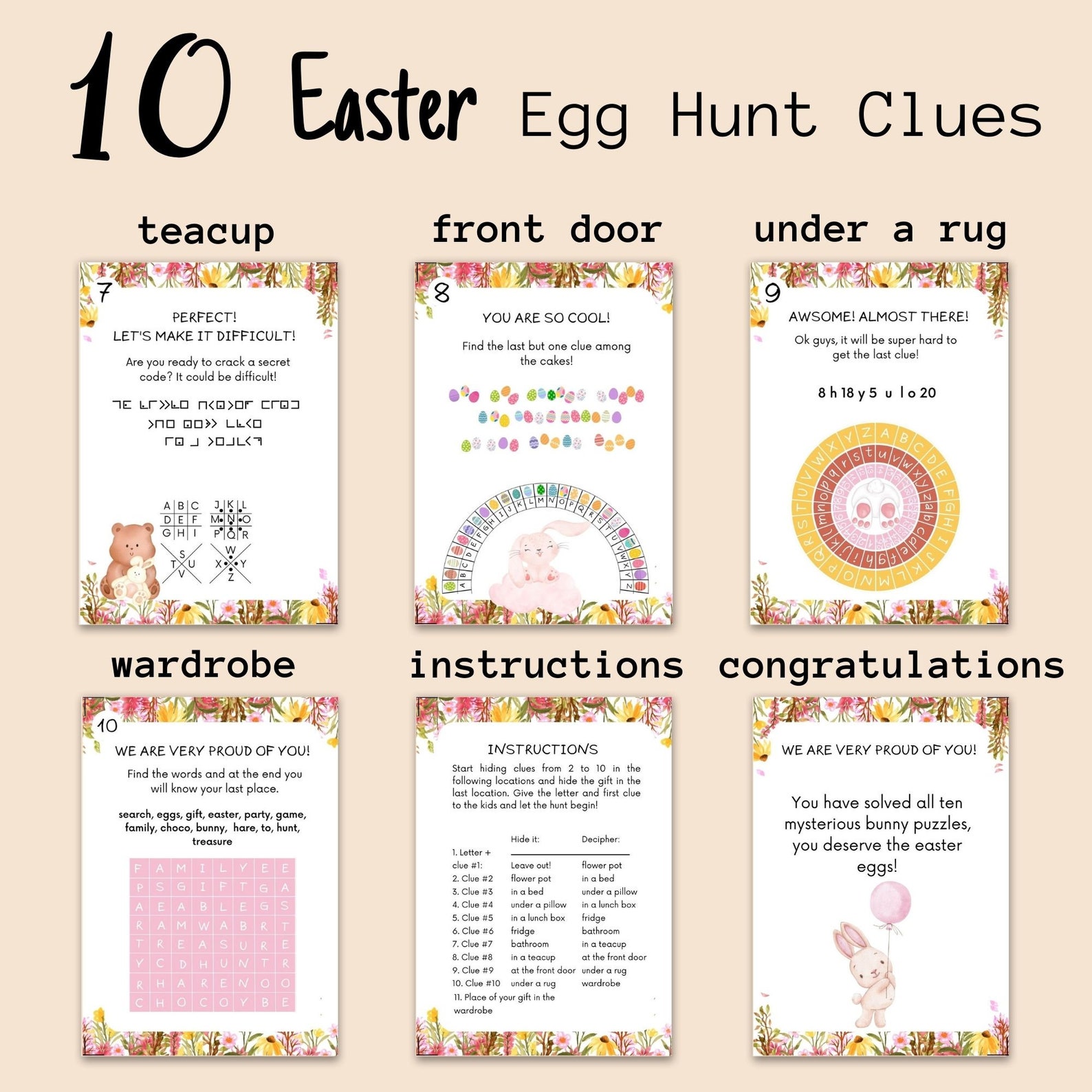 Printable Kids Indoor Easter Scavenger Hunt, Instant Download Children ...