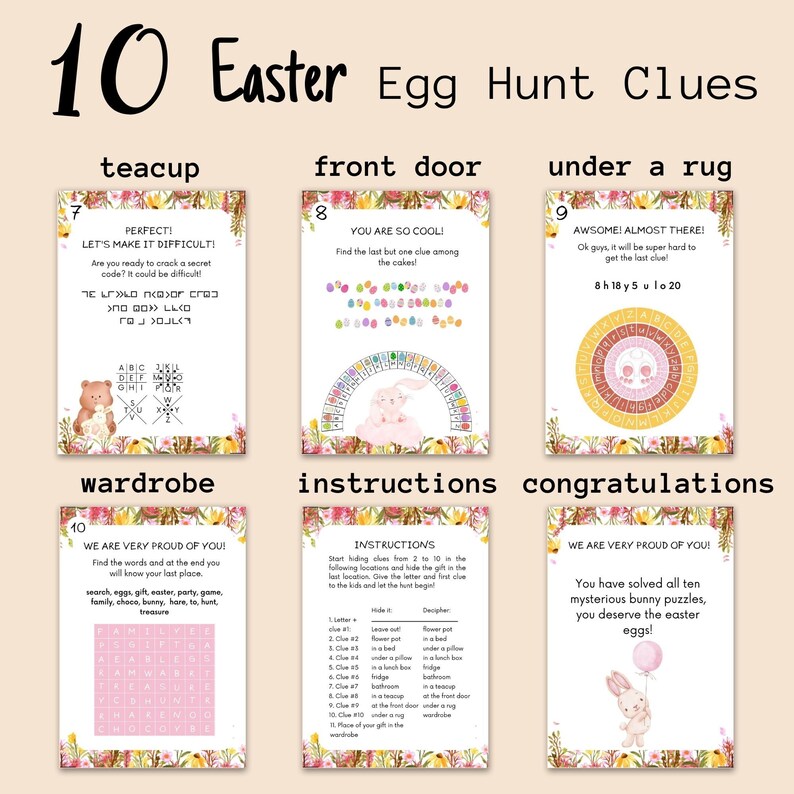 Printable Kids Indoor Easter Scavenger Hunt, Instant Download Children ...
